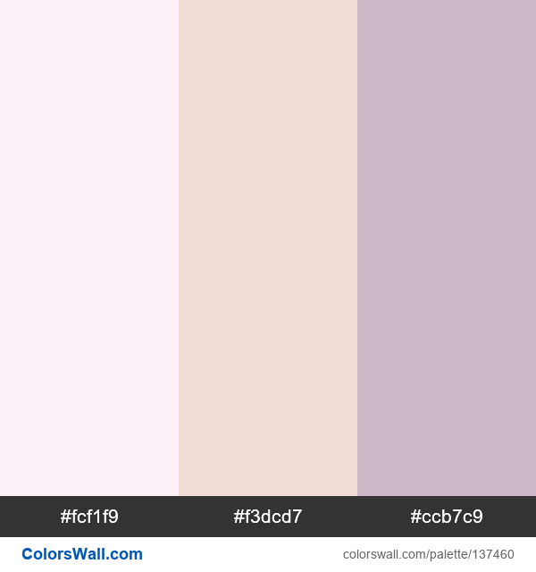pink colors palette #fcf1f9, #f3dcd7, #ccb7c9 - ColorsWall
